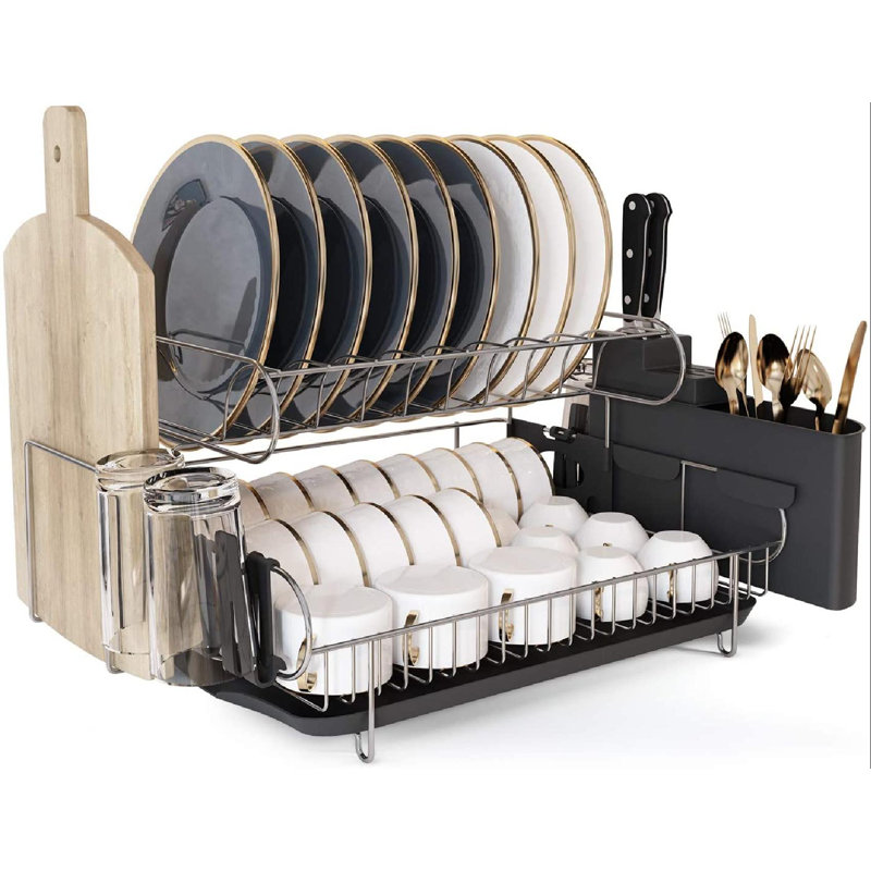 Zwissliv Dish Drying Rack Large Dish Rack And Drainboard Set 2 Tier